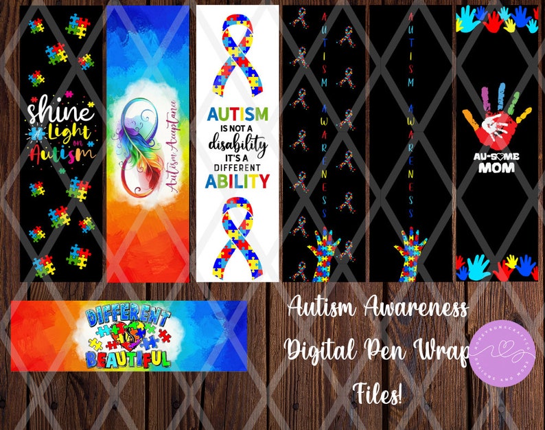 Autism Awareness Pen Wrap Set PNG, Epoxy Pen Wrap, Sublimation Pen Wrap ...
