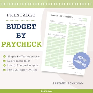 Paycheck Budget Printable, Financial Tracker, Personal Finances, Money ...
