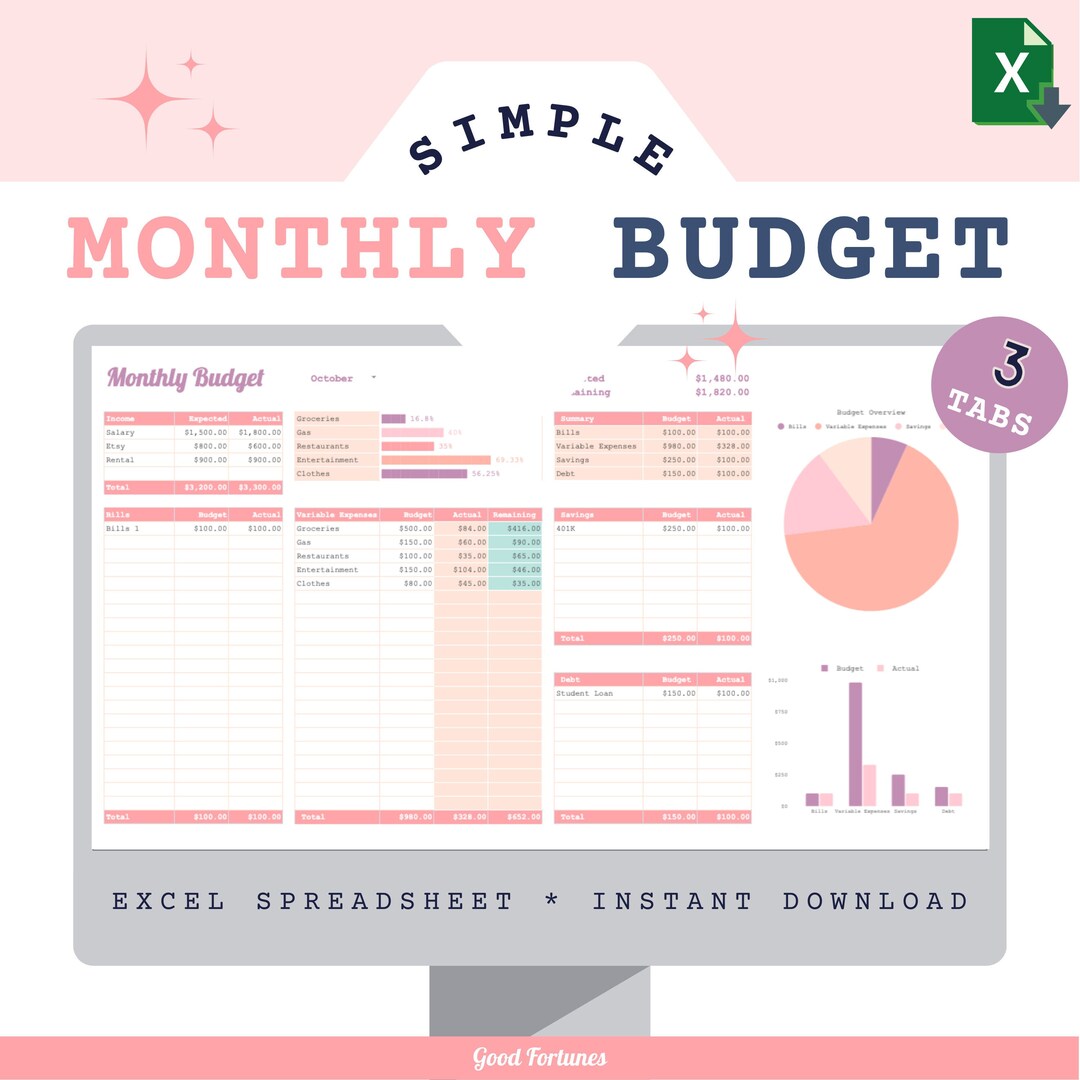 Excel Budget Template Monthly Finance Budgeting Spreadsheet Excel ...