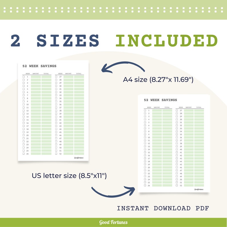 52 Week Savings Challenge Printable Financial Tracker Personal Finances ...