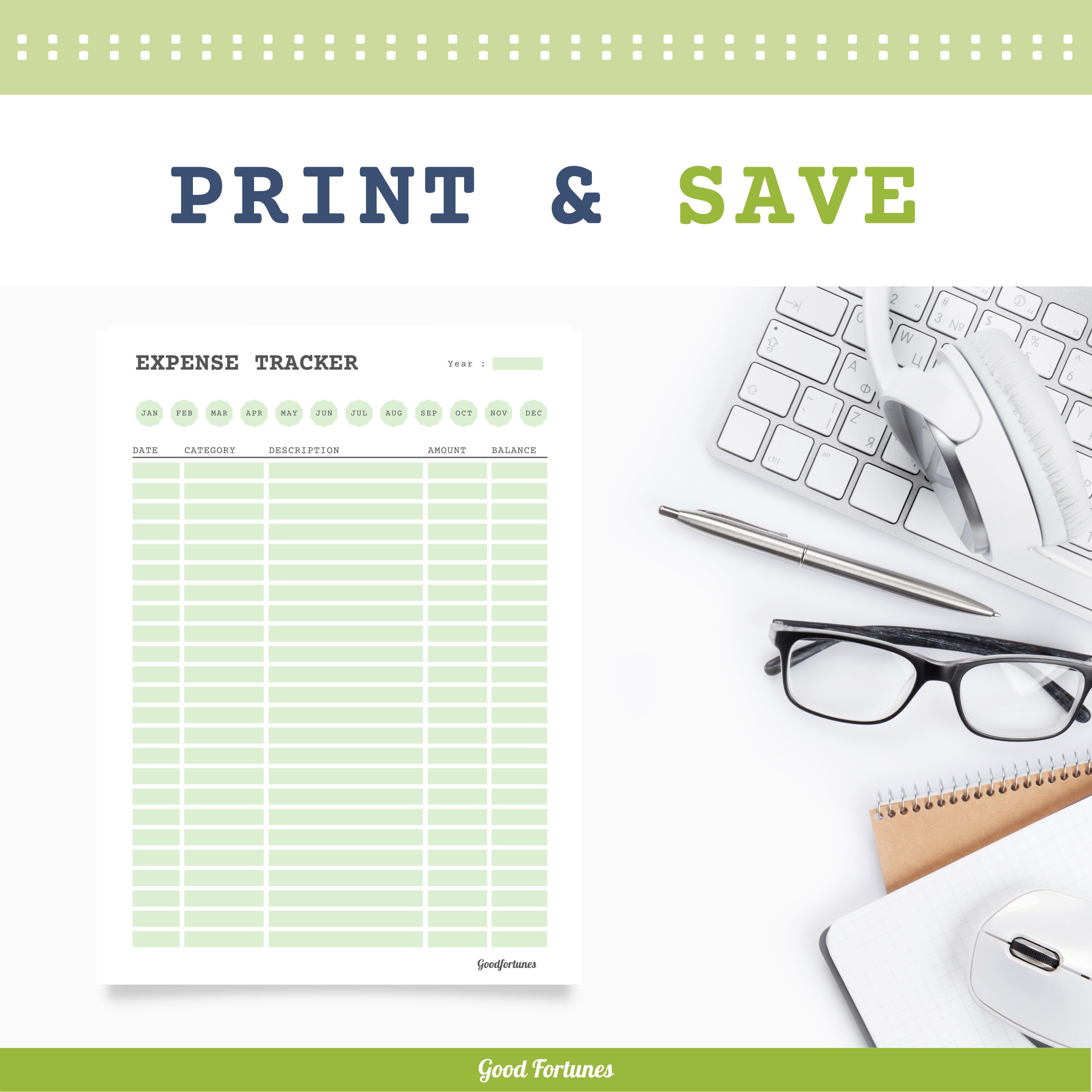 Expense Sheet Tracker, Printable Financial Tracker, Personal Finances ...