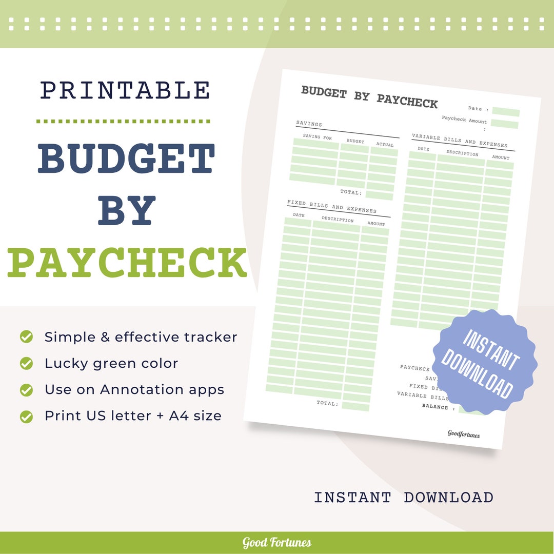 Paycheck Budget Printable, Financial Tracker, Personal Finances, Money ...