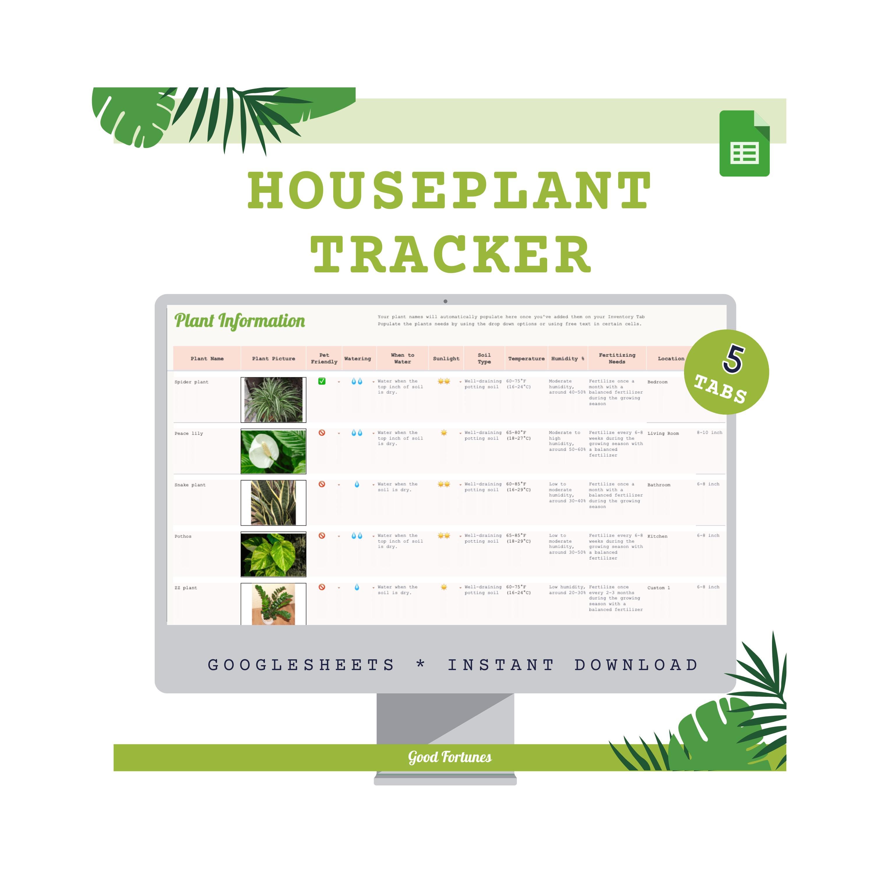 Plant Spreadsheet House Plant Tracker Plant Care Googlesheets Plant ...