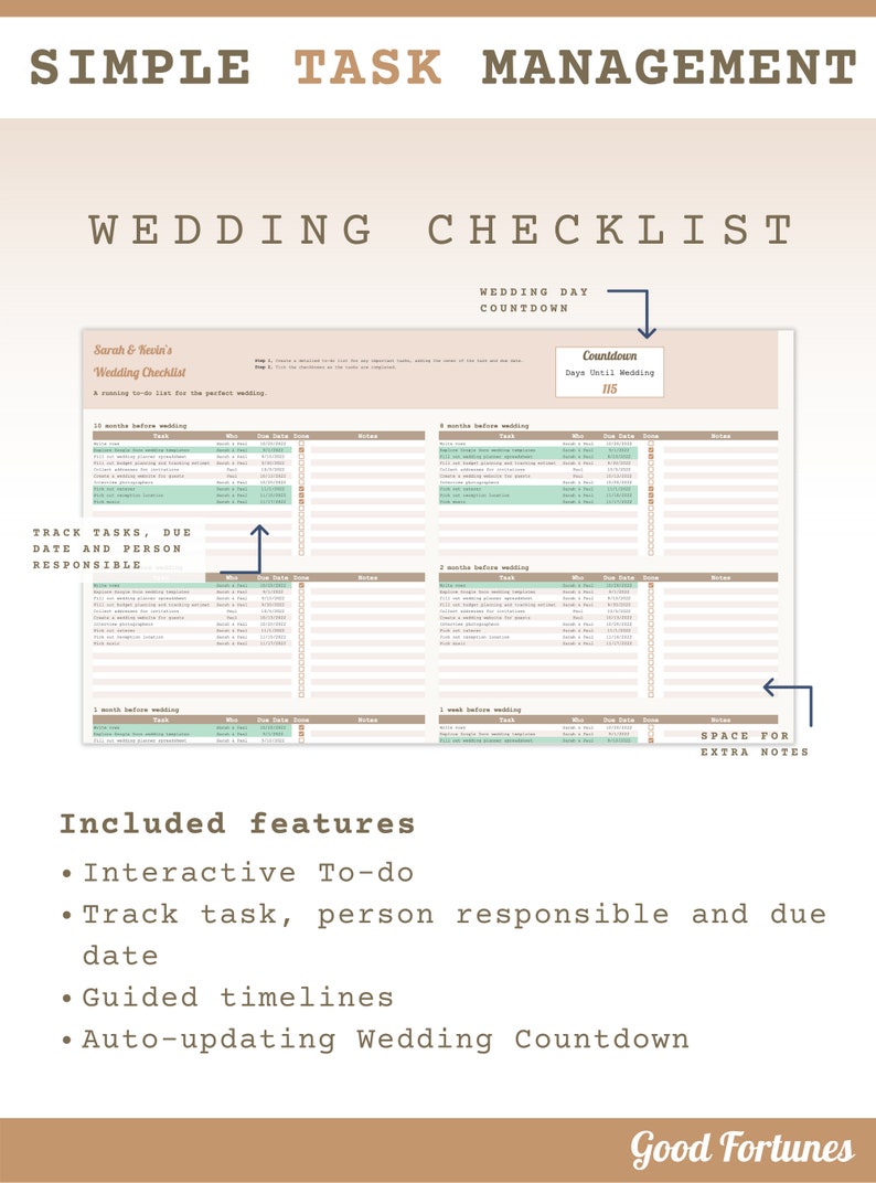 Wedding Budget Spreadsheet Todo List Google Sheets Wedding - Etsy