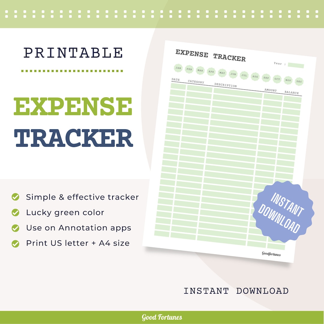 Expense Sheet Tracker, Printable Financial Tracker, Personal Finances ...