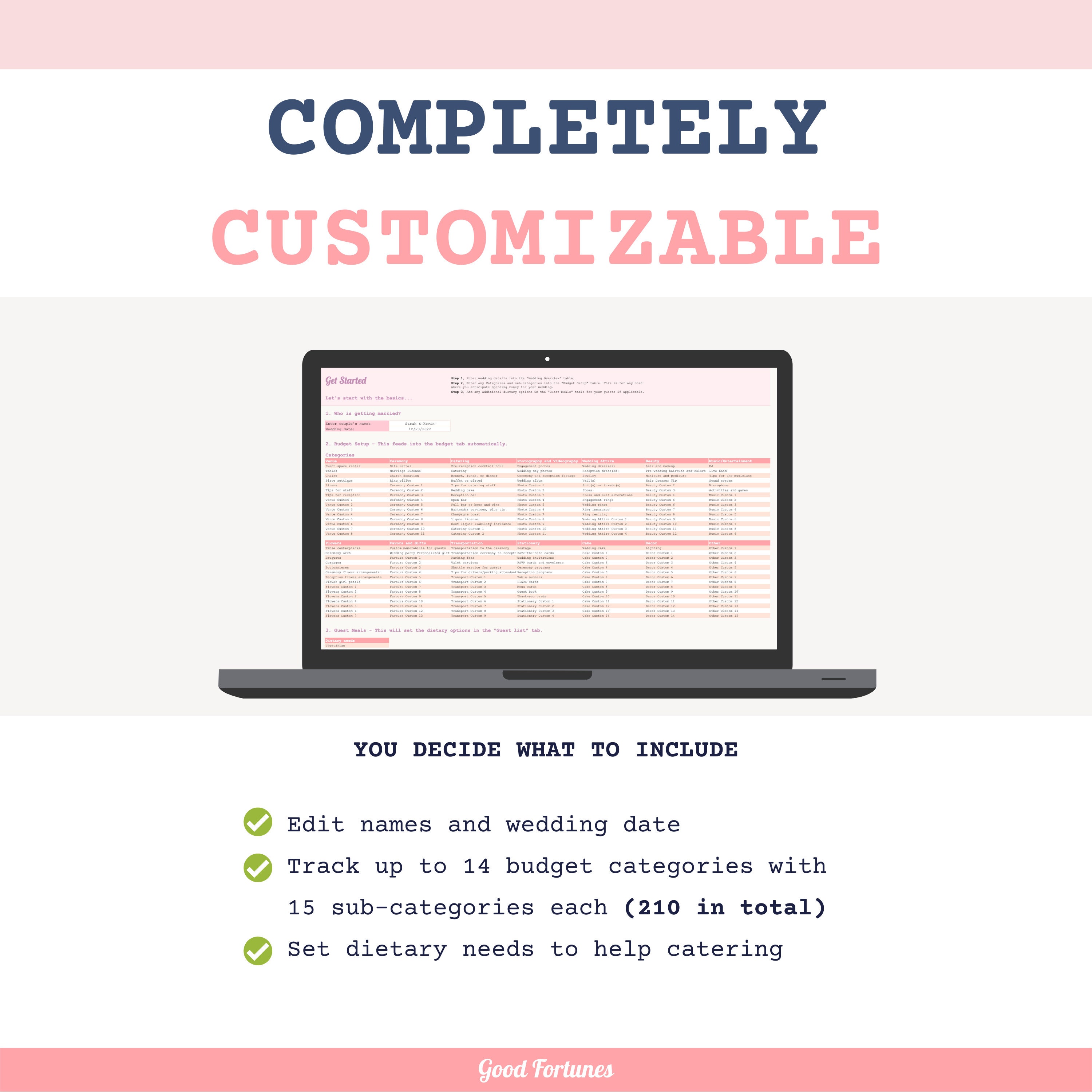 Wedding Planner Spreadsheet Wedding Budget Wedding Guest List Tracker ...