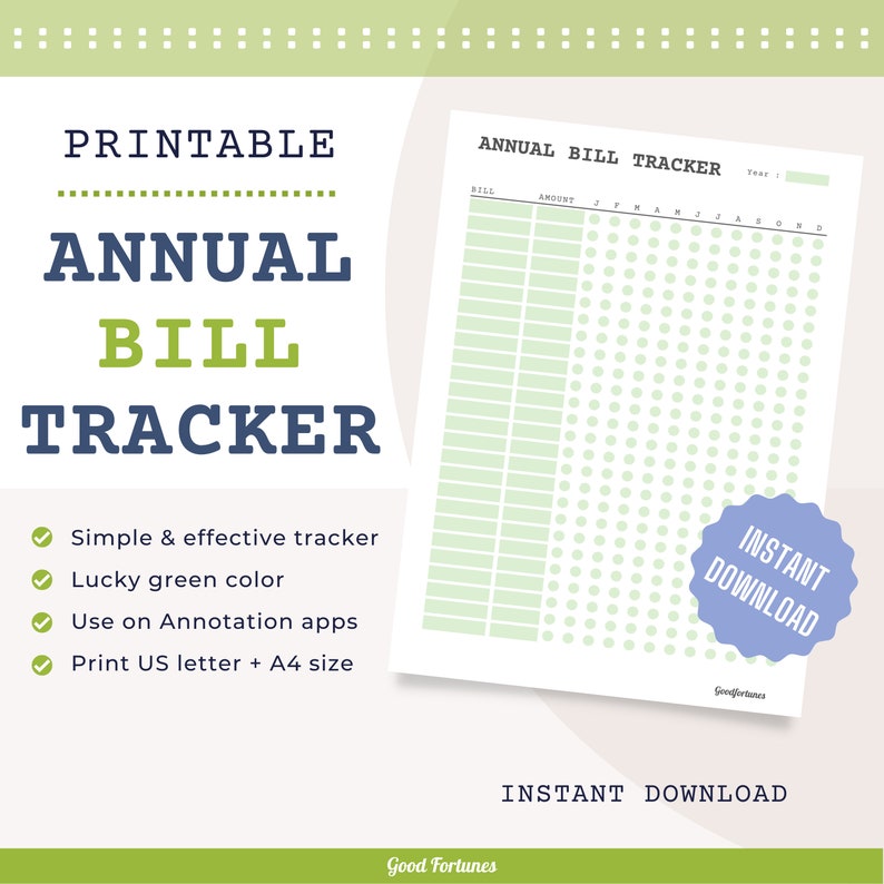 Bill Tracker Printable Financial Tracker Personal Finances Money ...