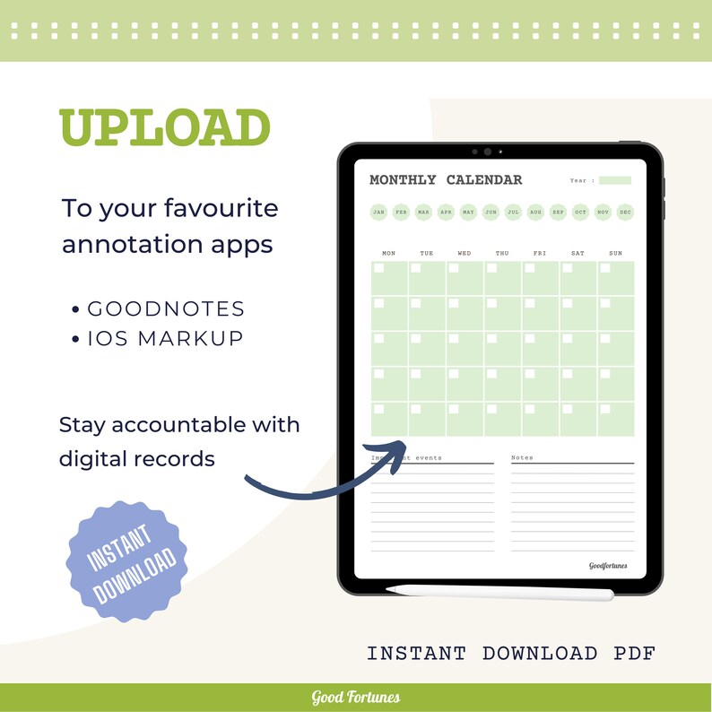 Undated Monthly Calendar Printable, Print in Color or Black & White ...