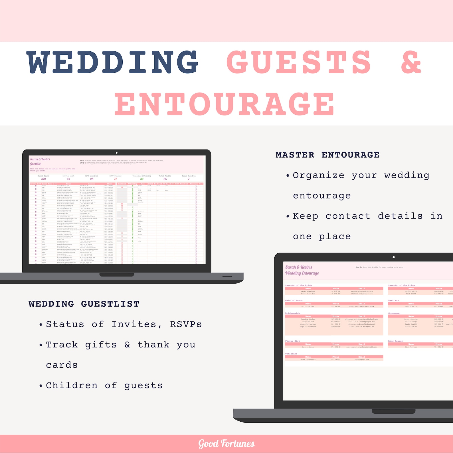 Wedding Planner Spreadsheet Wedding Budget Wedding Guest List Tracker ...