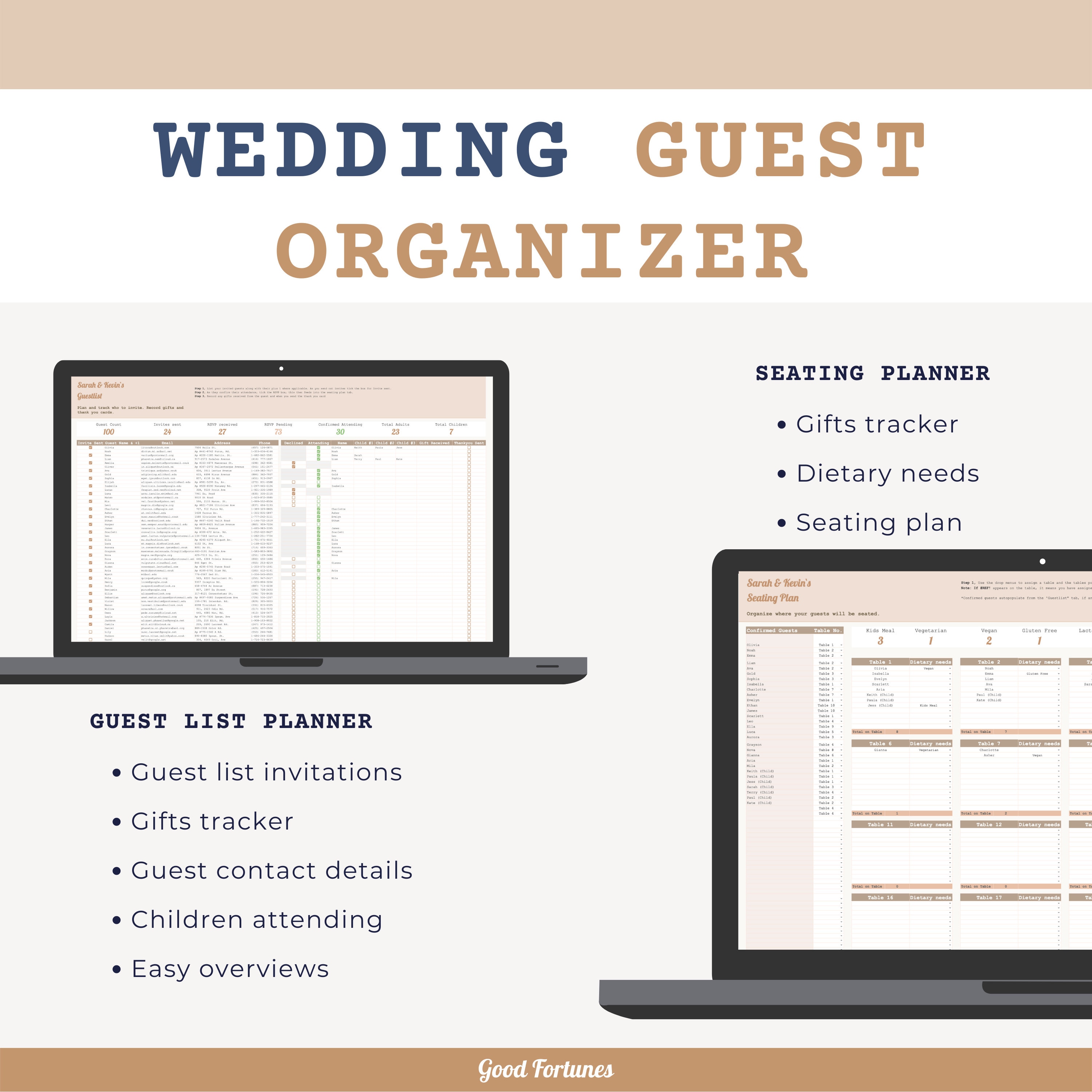 Wedding Guest List Spreadsheet Wedding Seating Plan Guest Addresses ...