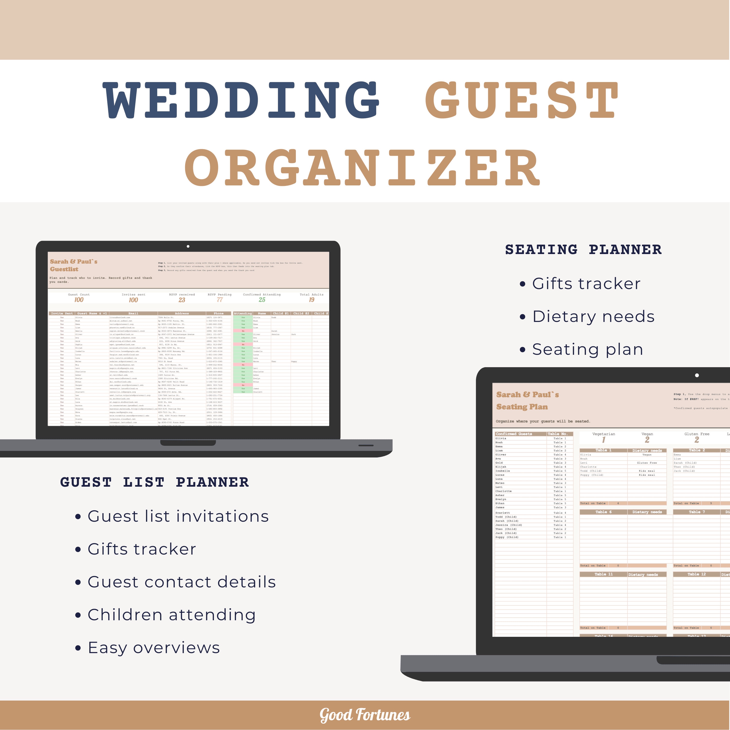 Excel Wedding Planner Guest List Address Excel Seating Plan Invitation ...