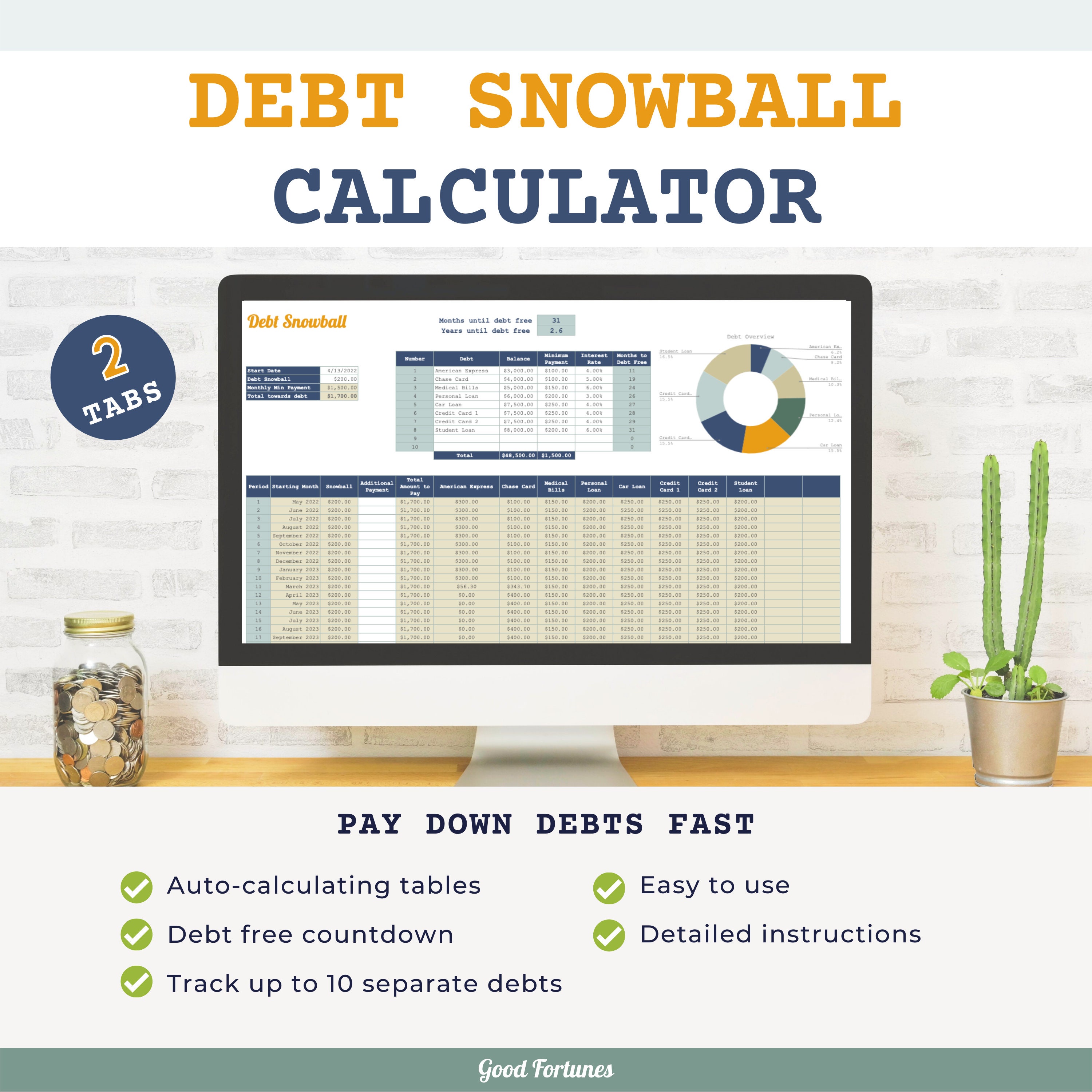 Debt Snowball Spreadsheet Simple Google Sheets Budget Planner Debt ...