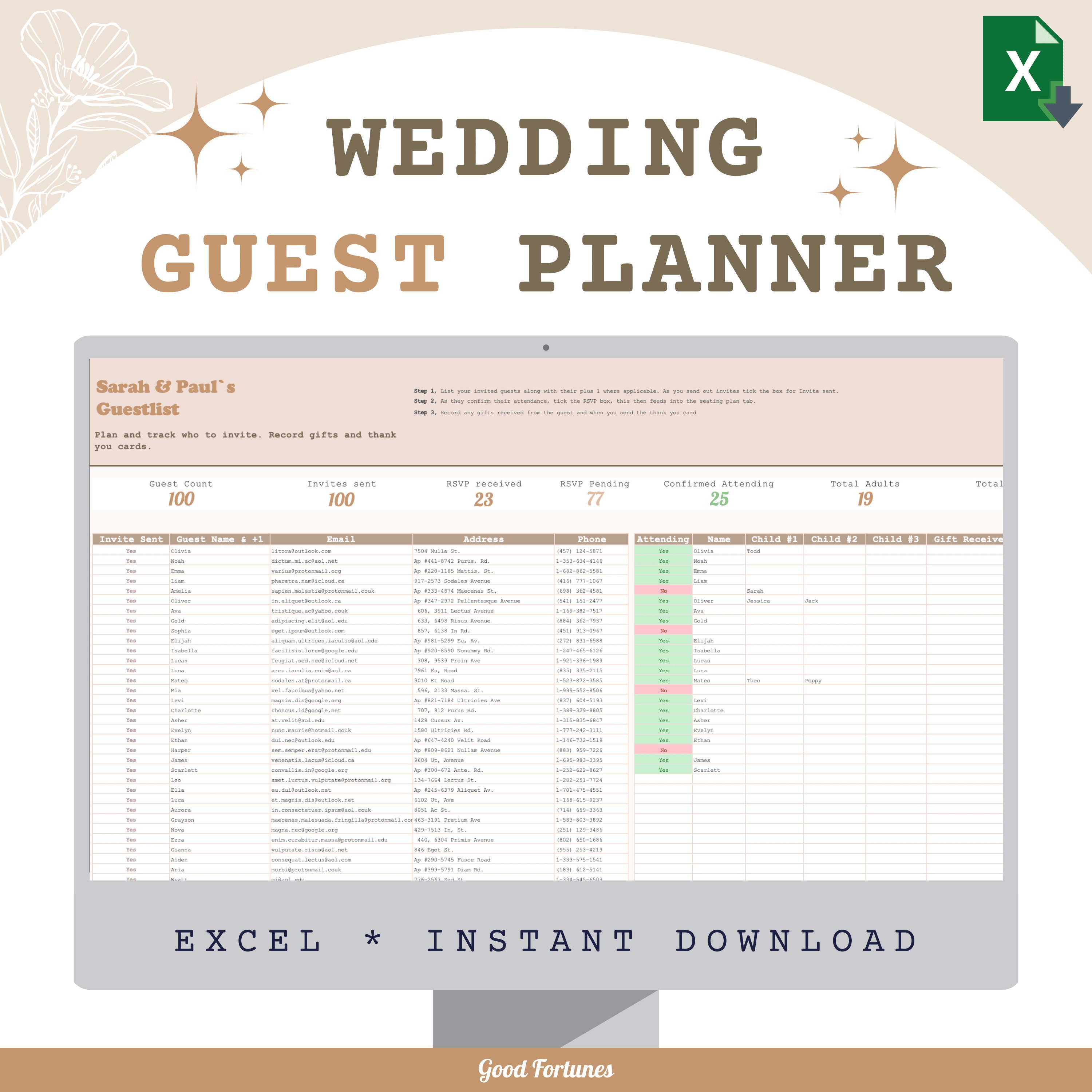 Wedding Guest Excel Template