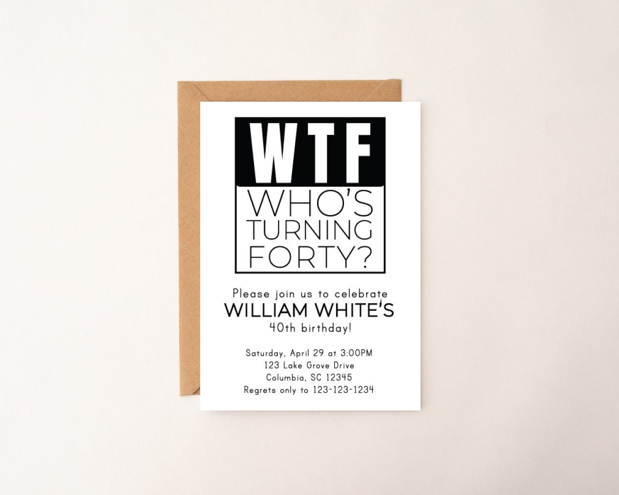 WTF Invitations WTF Who's Turning Forty 40th Birthday - Etsy WTF Invitations WTF Who's Turning Forty 40th Birthday - Etsy
