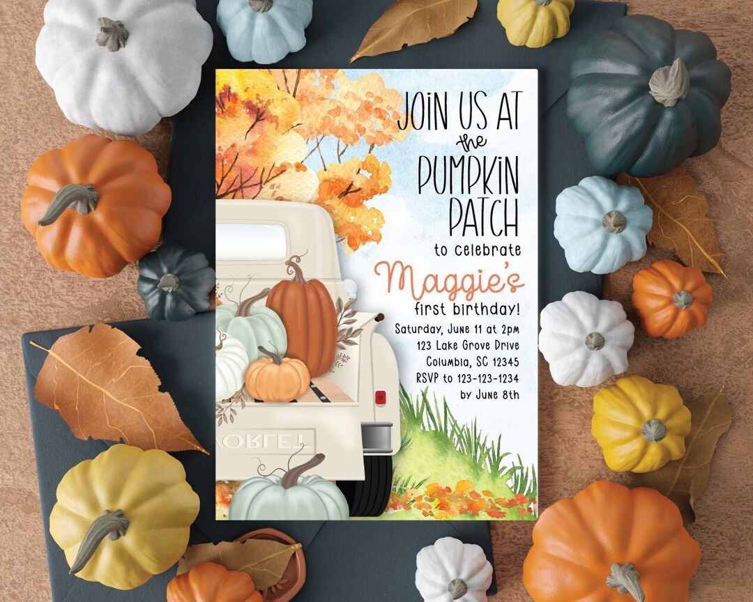 Fall Pumpkin Patch Birthday Invitation Printable DIY Template - Etsy