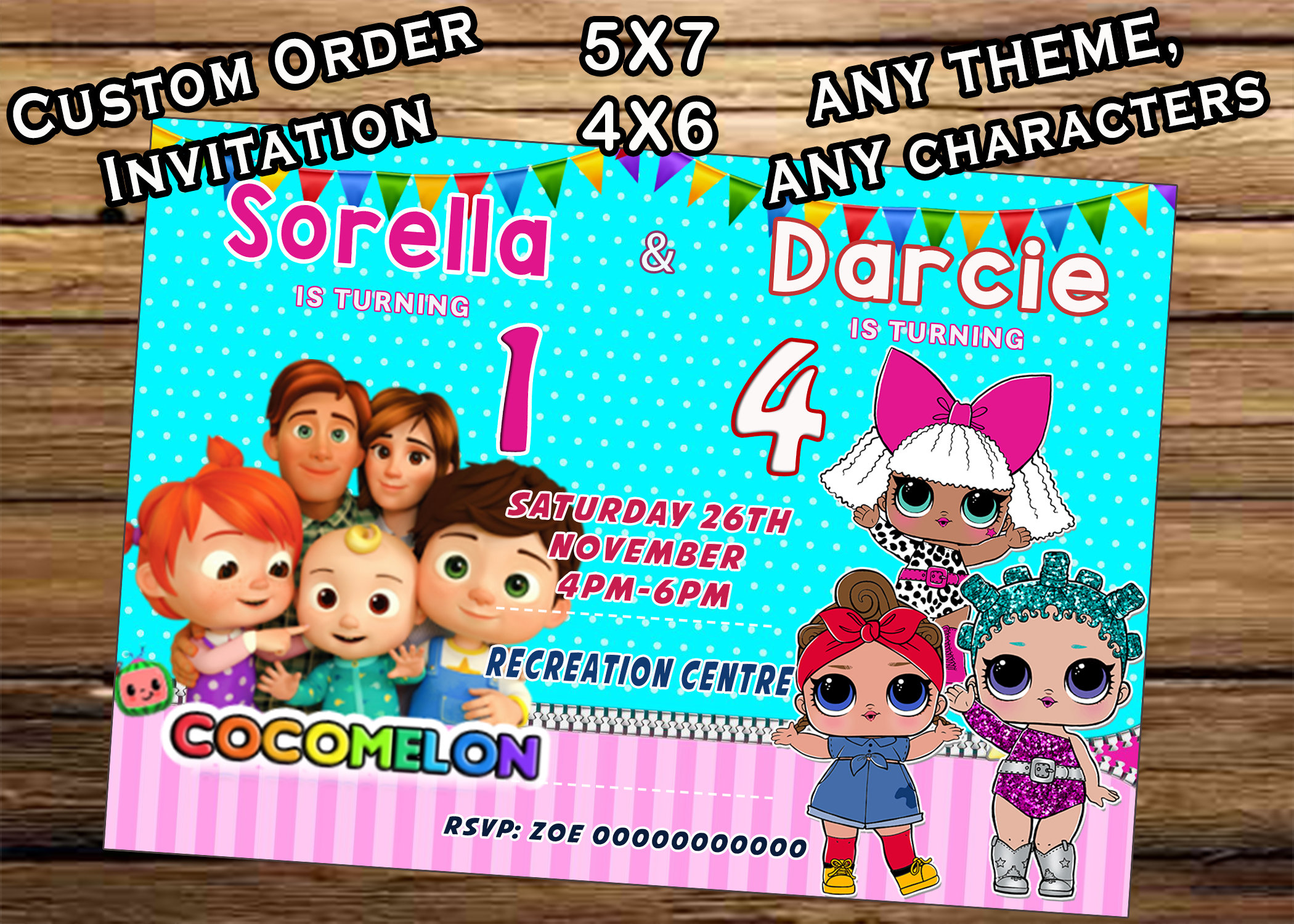 Double Birthday Invitation, Sibling Birthday Invitation, Joint ...