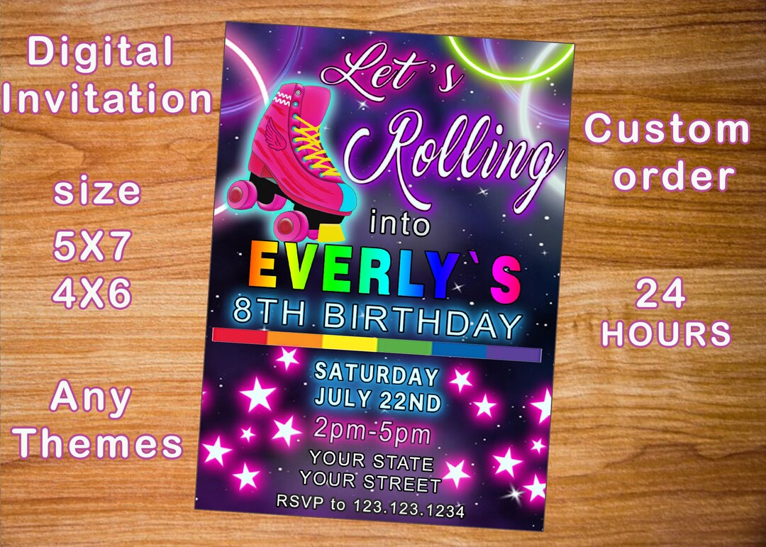 Rolling Birthday Invitation, Invitation Kids, Roll Invitation, JPEG ...