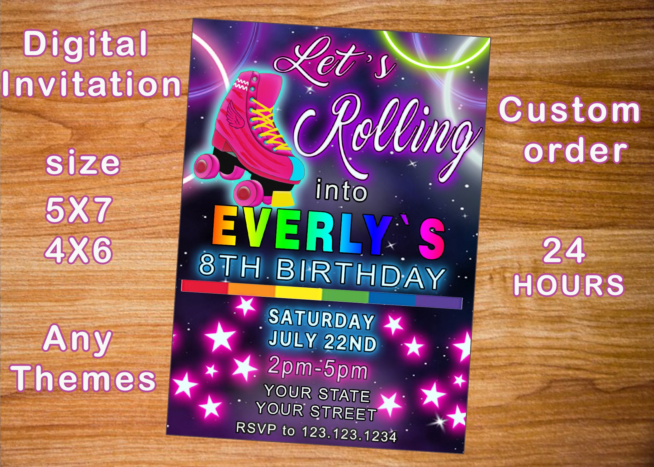 Rolling Birthday Invitation, Invitation Kids, Roll Invitation, JPEG ...
