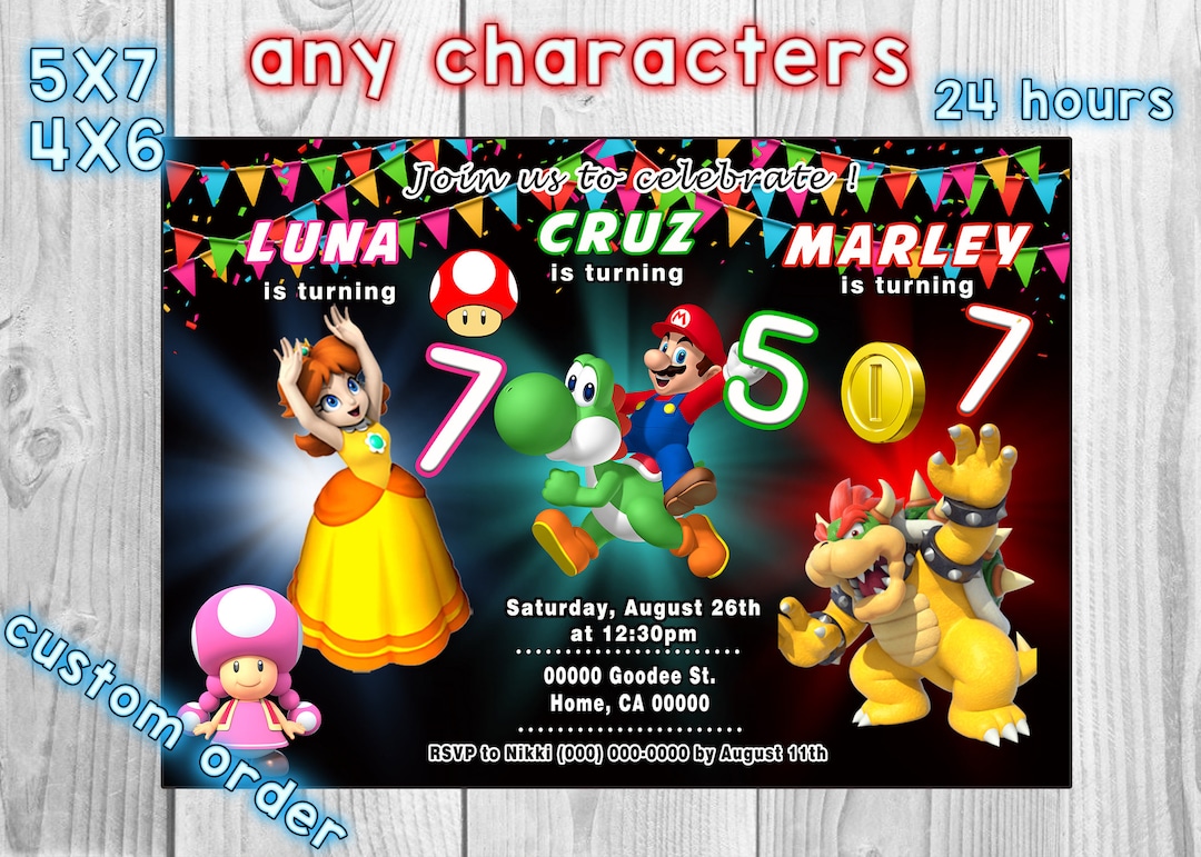 Triple Birthday Invitation, Sibling Birthday Invitation, Joint ...