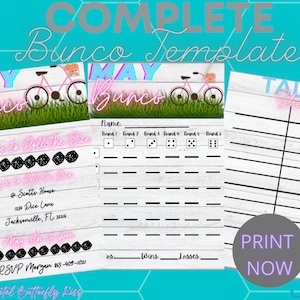 May Bunco Card | Bunco Score Sheets | Bunco Score Card | Bunco ...