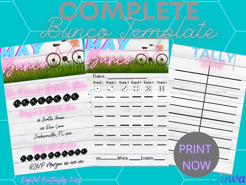 May Bunco Card | Bunco Score Sheets | Bunco Score Card | Bunco ...