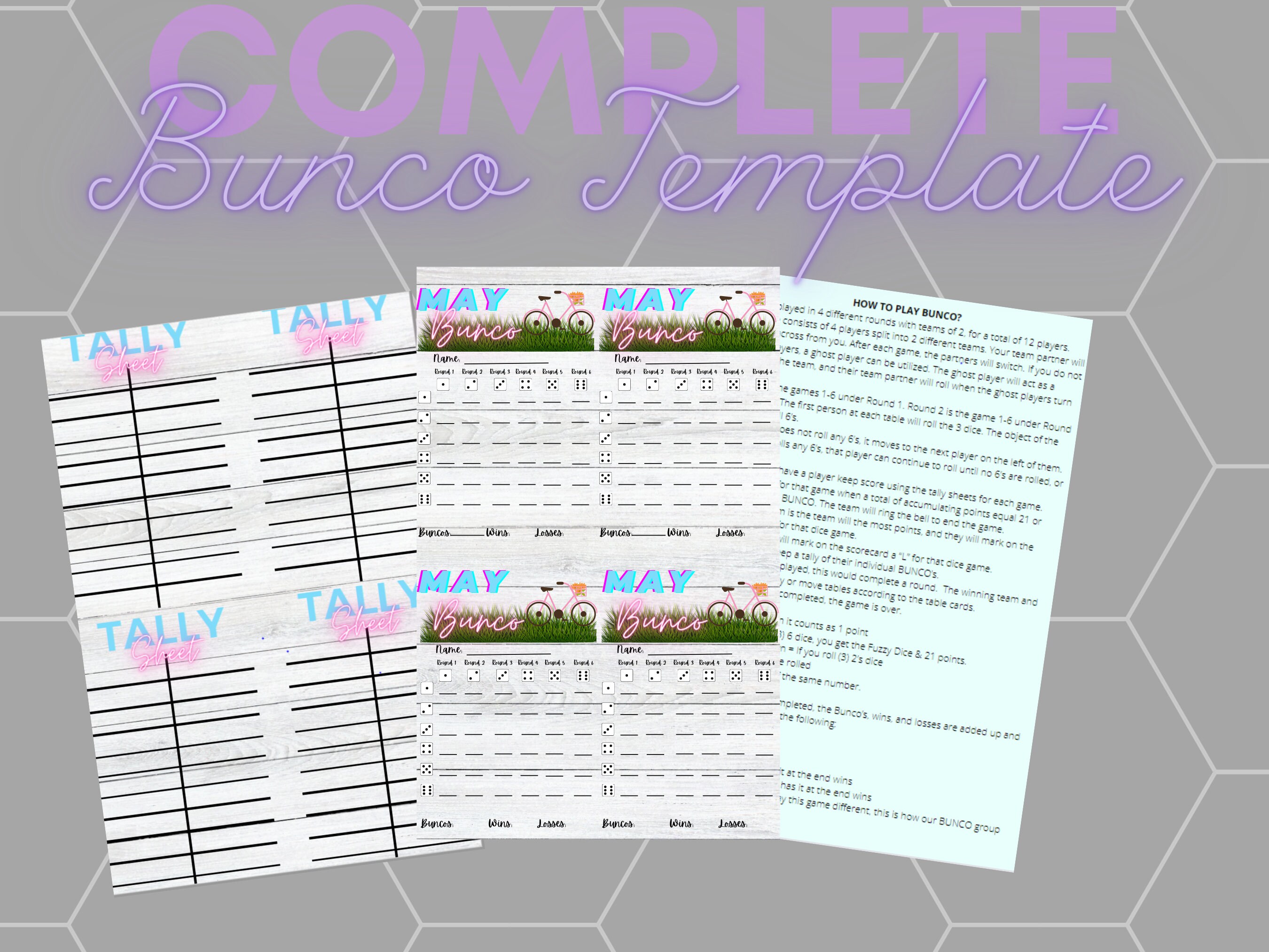 May Bunco Card | Bunco Score Sheets | Bunco Score Card | Bunco ...