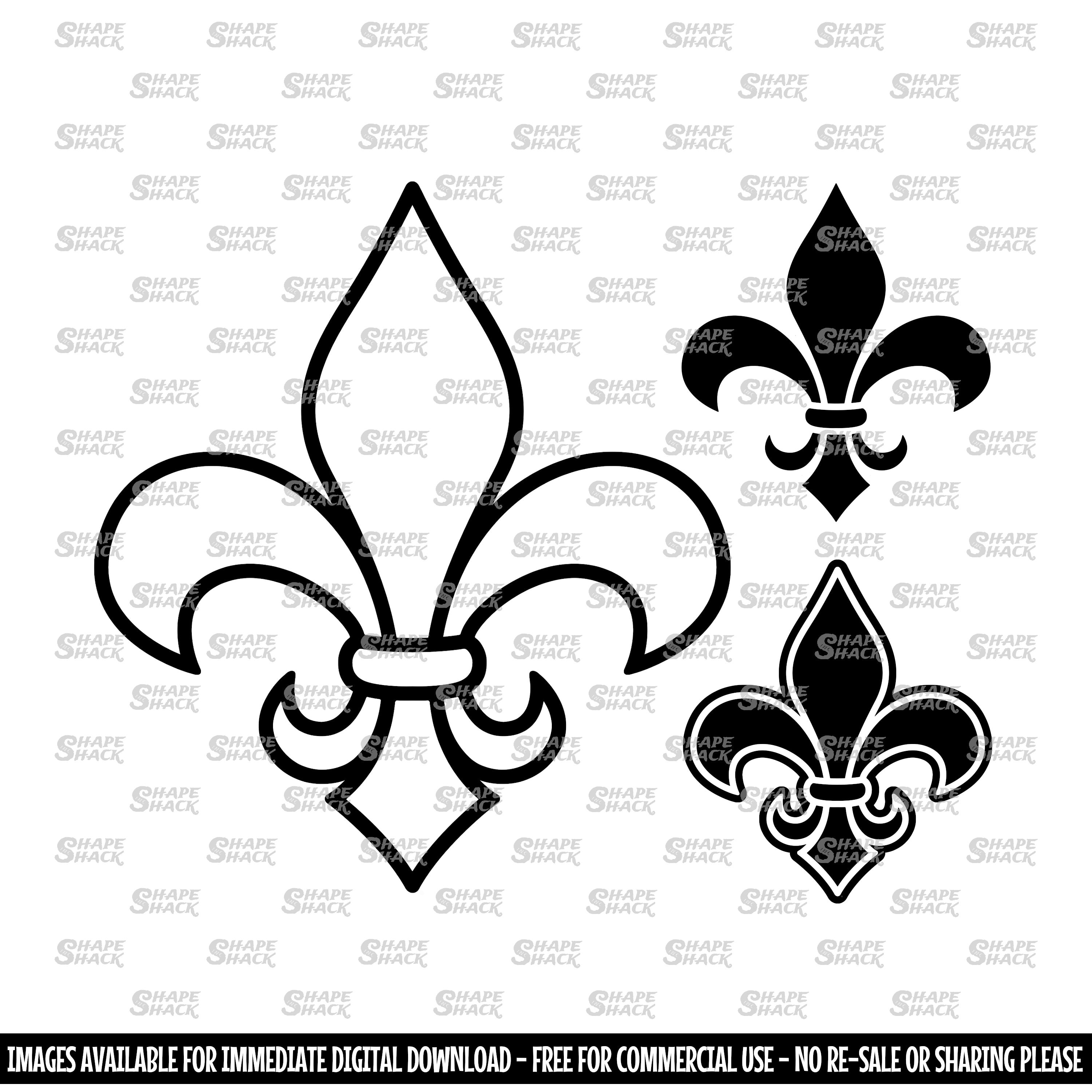 Fleur Dr Lys / De Lis | Lily Flower Heraldic Symbol | Clipart Line ...