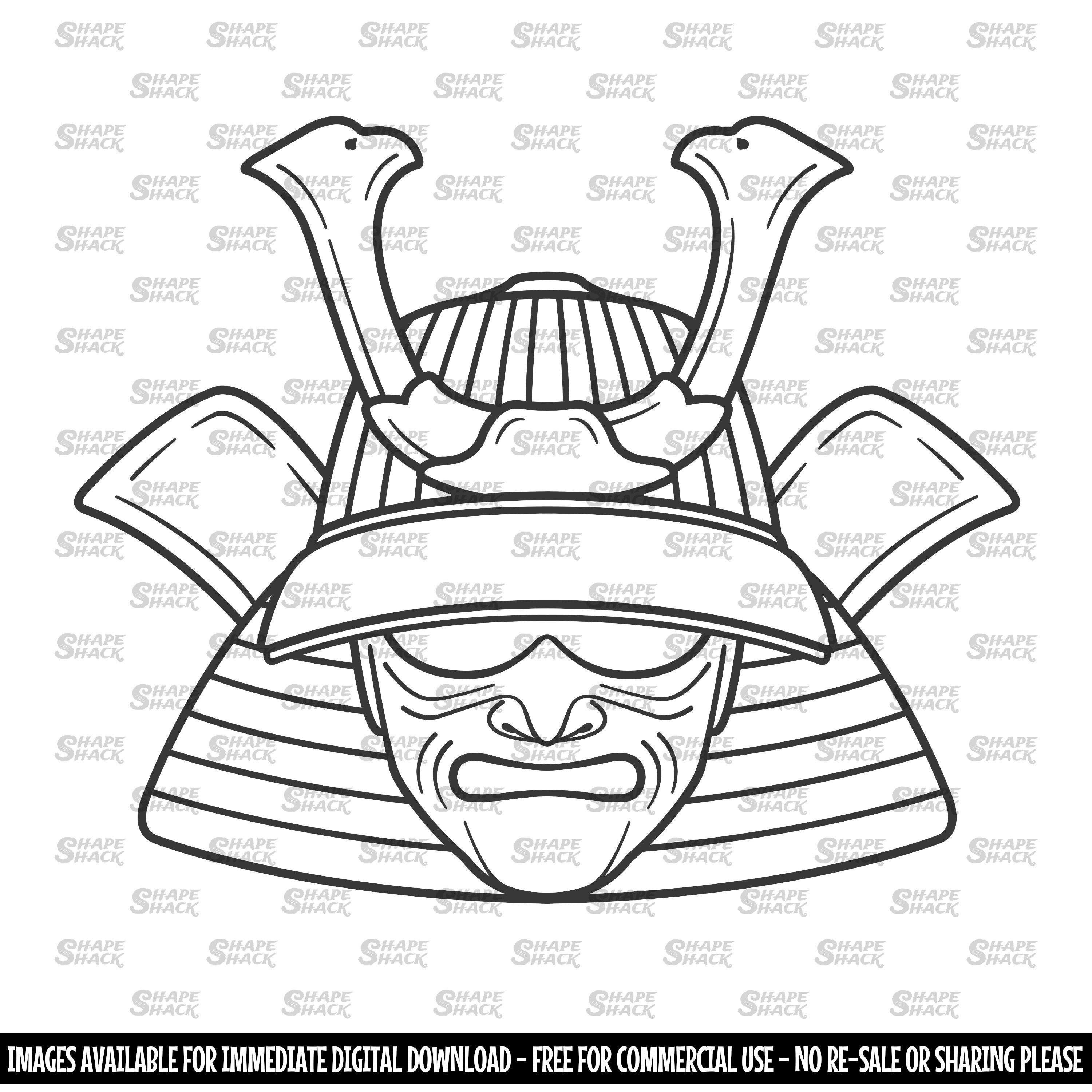 Samurai Mask Outline