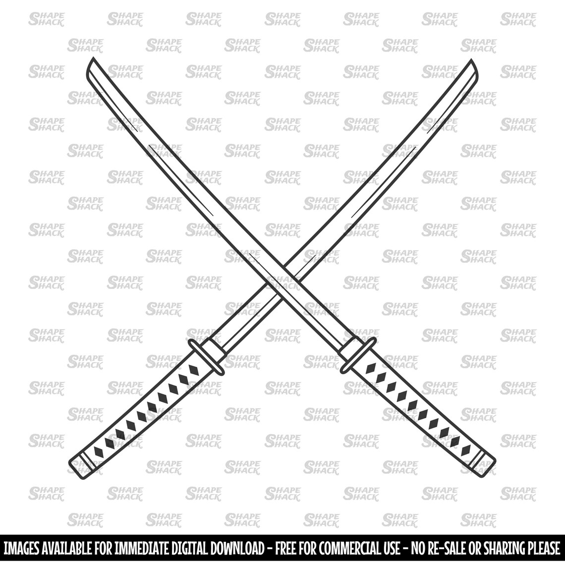 Crossed Samurai Swords | Shogun Katana | Clipart Symbol Silhouette ...