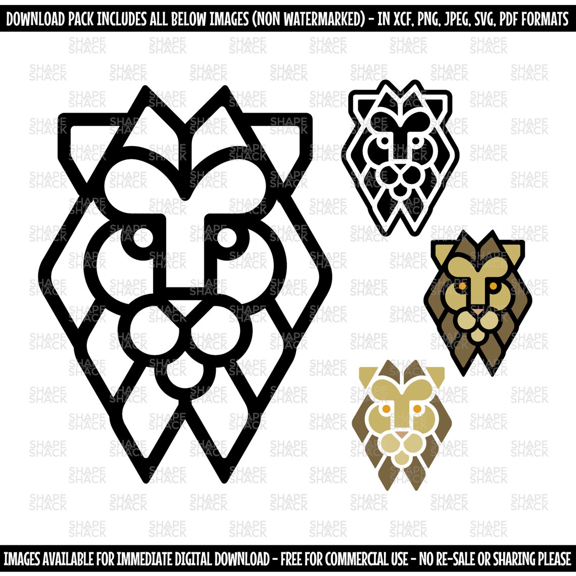 Lions Face Head Logo Africa Hunter Predator Clipart Symbol - Etsy