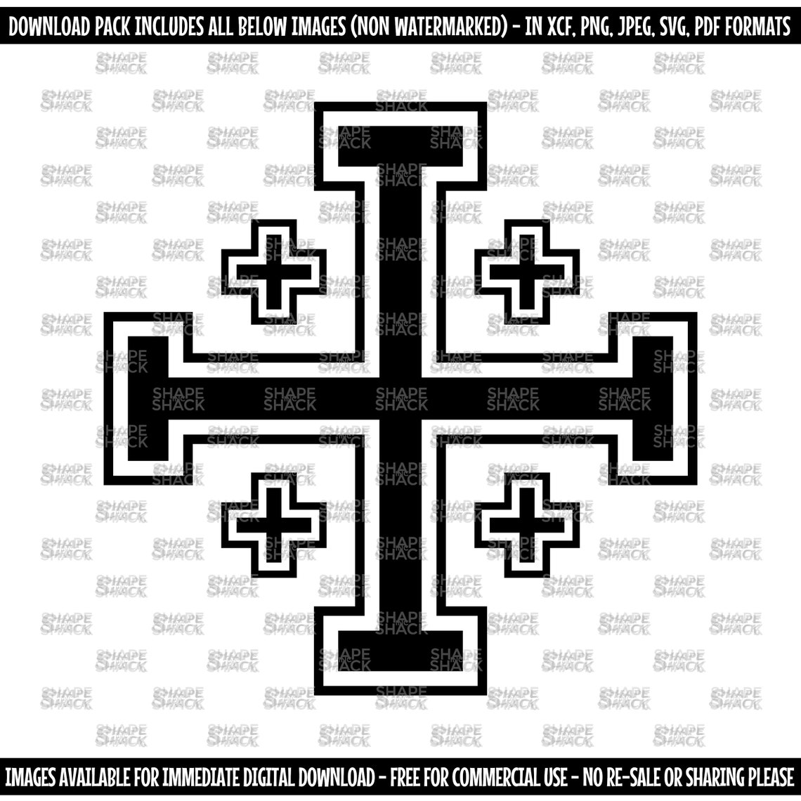 Jerusalem Cross | Crusader Christian Historical Five Fold Cross ...