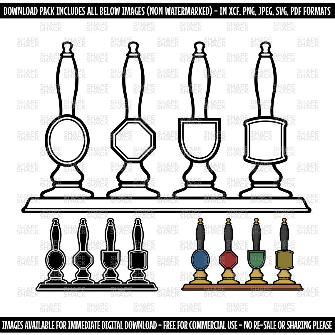 Pub Tap Handles | Beer Brewing Bar Ale Lager Rec Room | Clipart Symbol ...