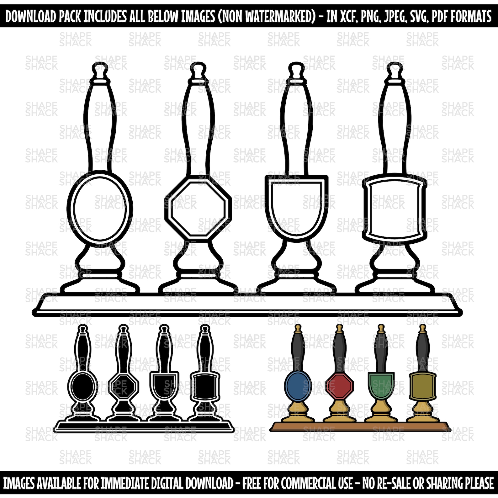Pub Tap Handles | Beer Brewing Bar Ale Lager Rec Room | Clipart Symbol ...