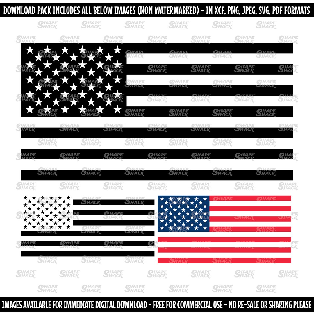 American Flag Black & White | Jul 4th Patriot USA Flag Symbol | Clipart ...