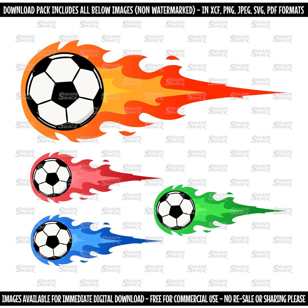 Flaming Soccer Ball | Football Flame Fire Shot | Player Coach | Clipart ...