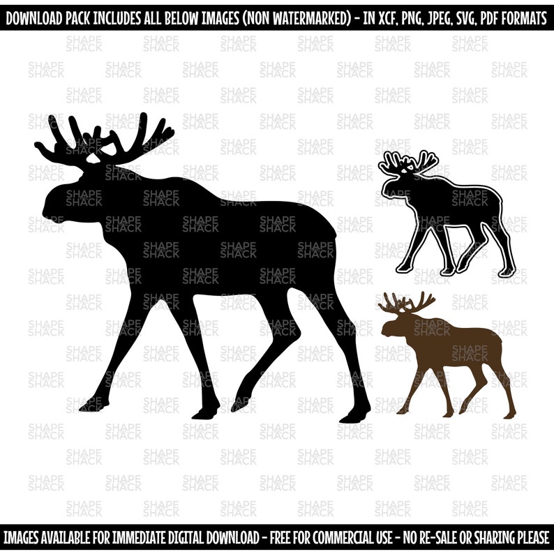 Moose Silhouette | Elk Shadow | Clipart Symbol Silhouette Outline Line ...