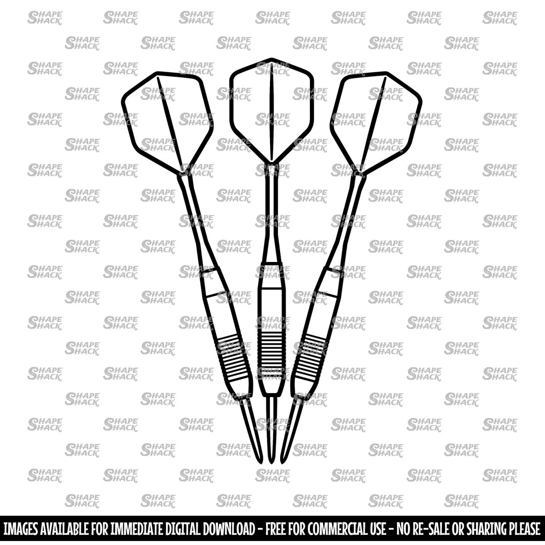 Darts | Throwing Dart Set Arrows | Clipart Symbol Silhouette Outline ...