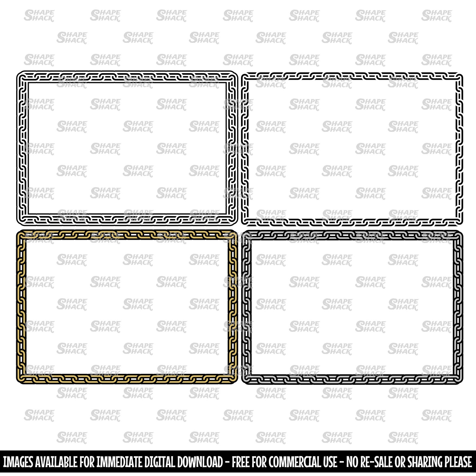 Metal Chain Frame / Border | Clipart Symbol Silhouette Outline Line ...