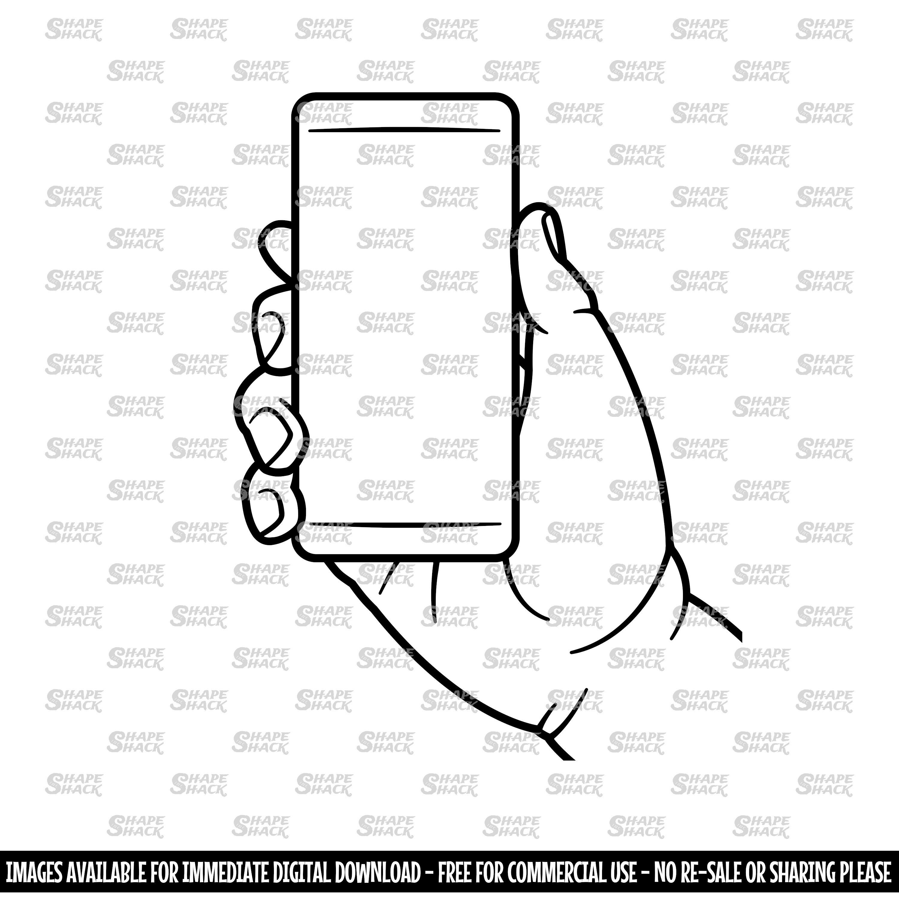 Mobile Phone | Hand Holding Smartphone | Clipart Symbol Silhouette ...