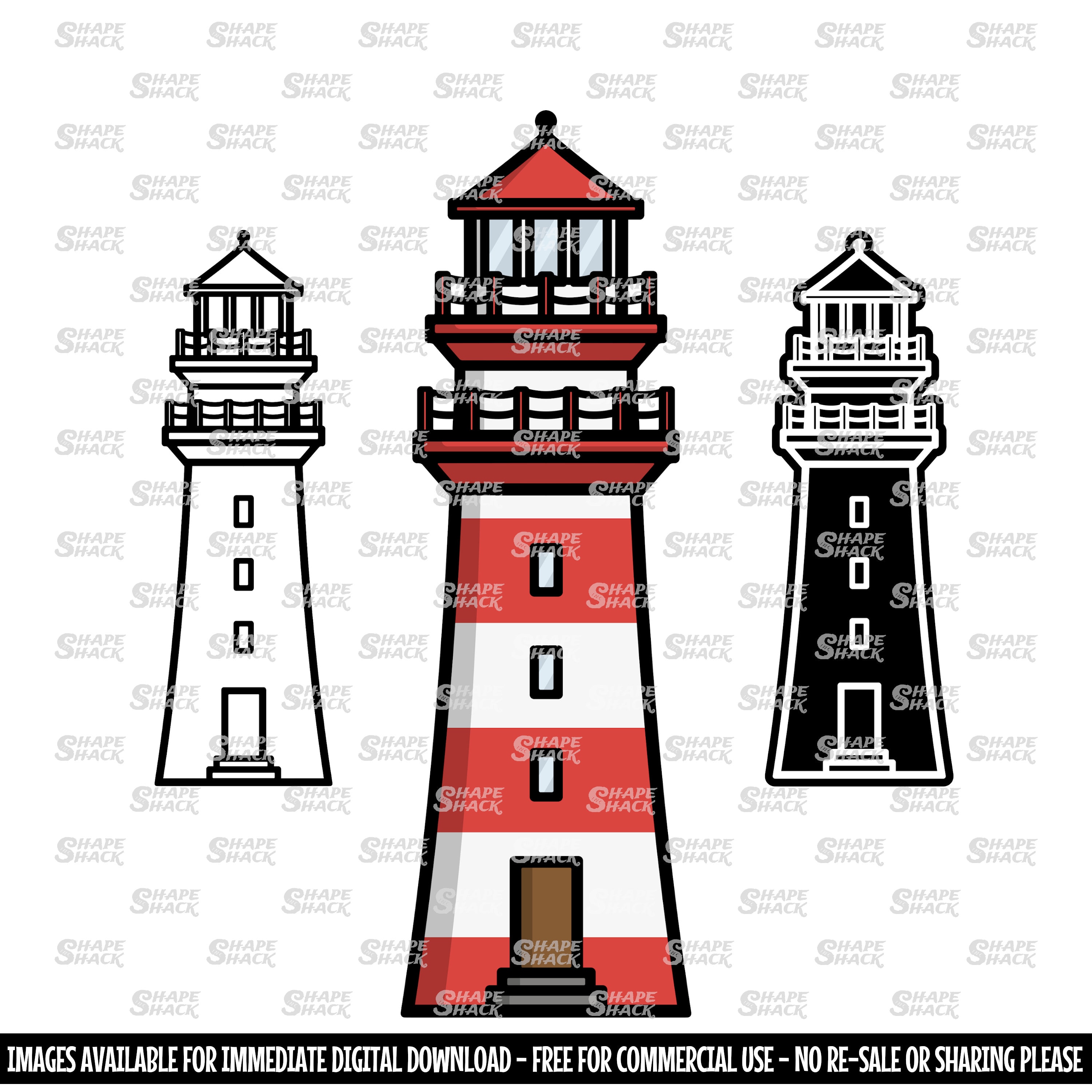 Lighthouse Outlines Clipart