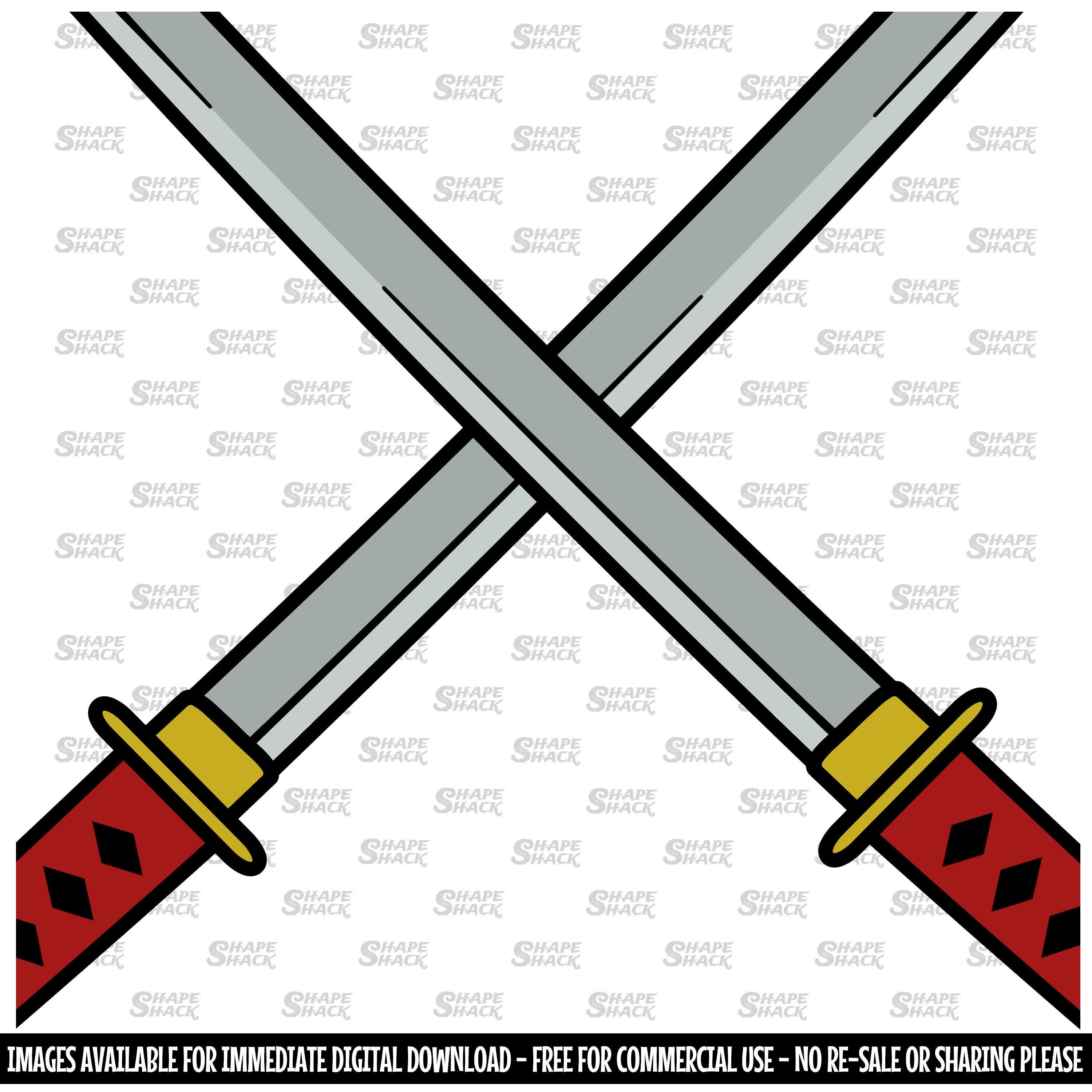 Crossed Samurai Swords | Shogun Katana | Clipart Symbol Silhouette ...
