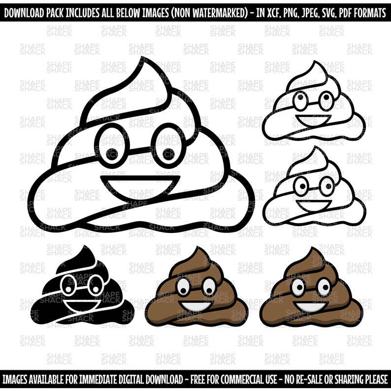 Smiling Poo Emoji | Face Eyes Smile Smiley Symbol | Clipart Silhouette ...