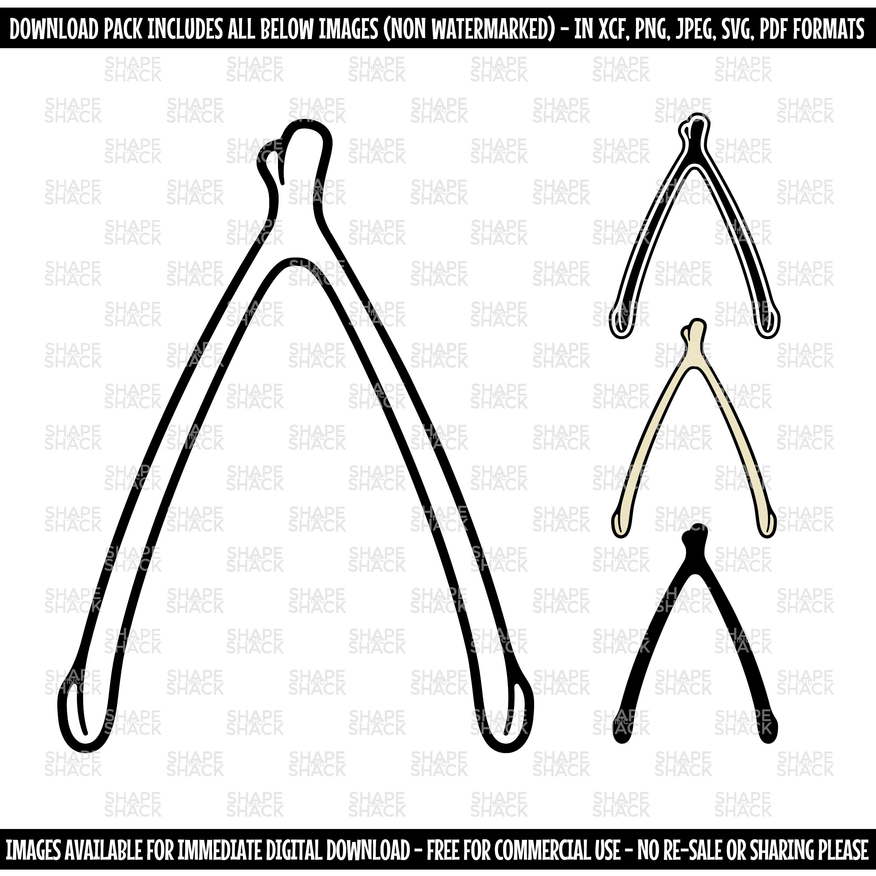 Chicken Turkey Wishbone | Thanksgiving Good Luck Wish | Clipart Symbol ...