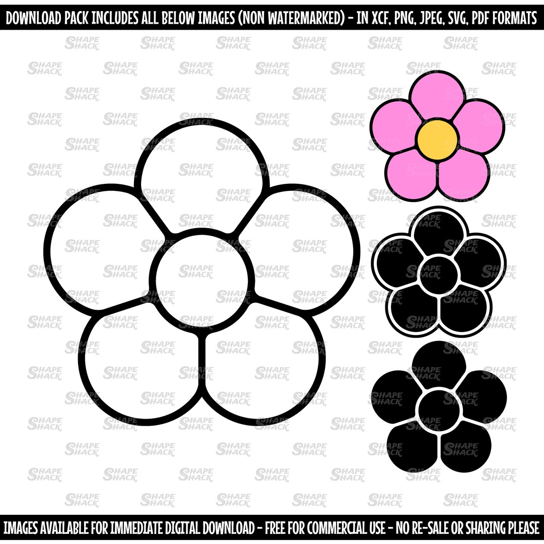 Simple Flower Petals | Daisy Solid Cutout | Clipart Symbol Silhouette ...