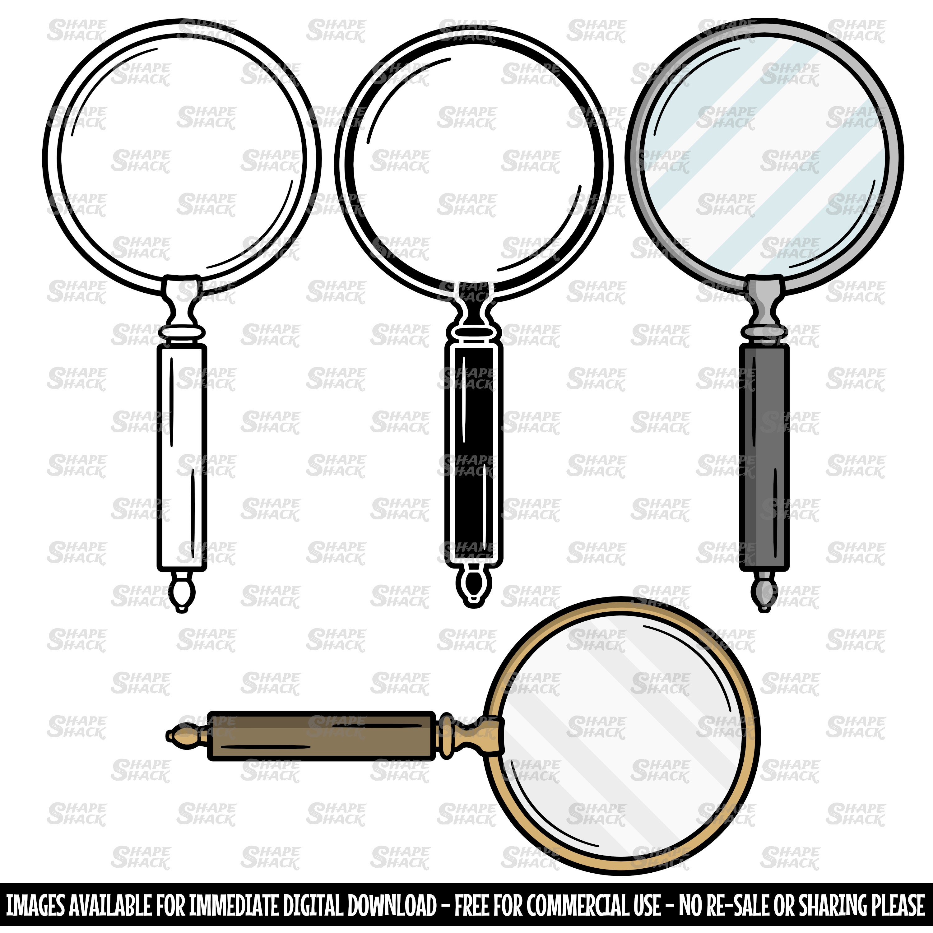 Magnifying Glass | Vintage Detective Lens | Clipart Symbol Silhouette ...