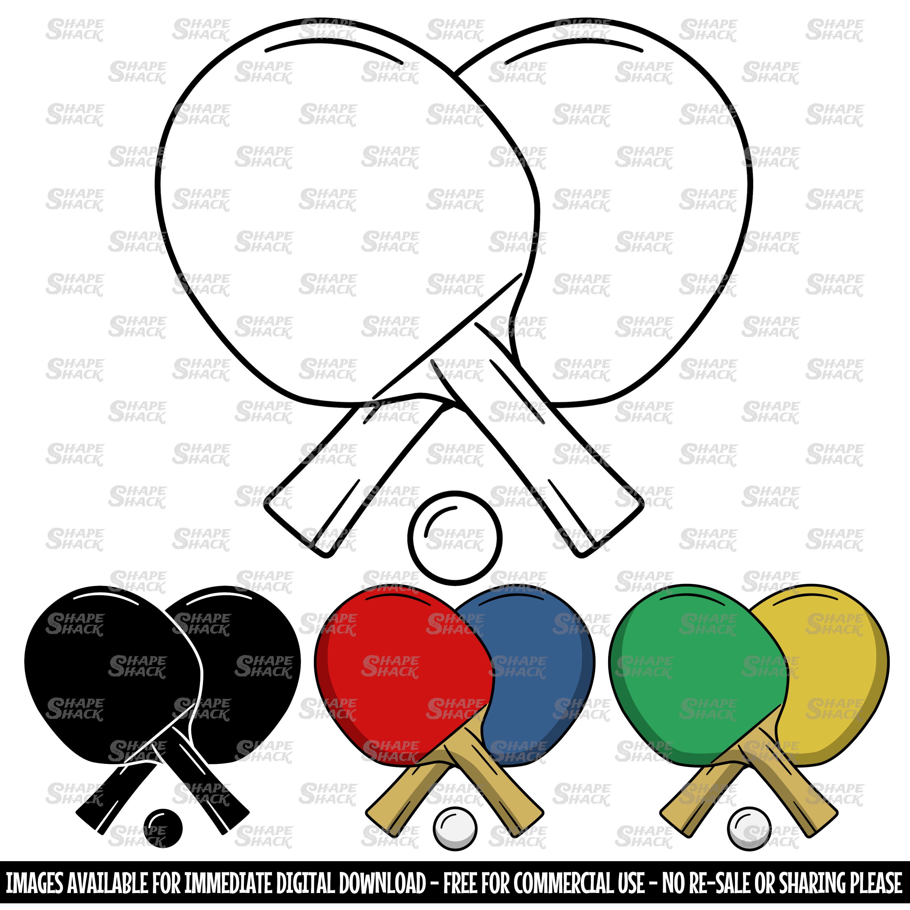 Ping Pong Paddles | Crossed Table Tennis Bats Sport | Clipart Symbol ...