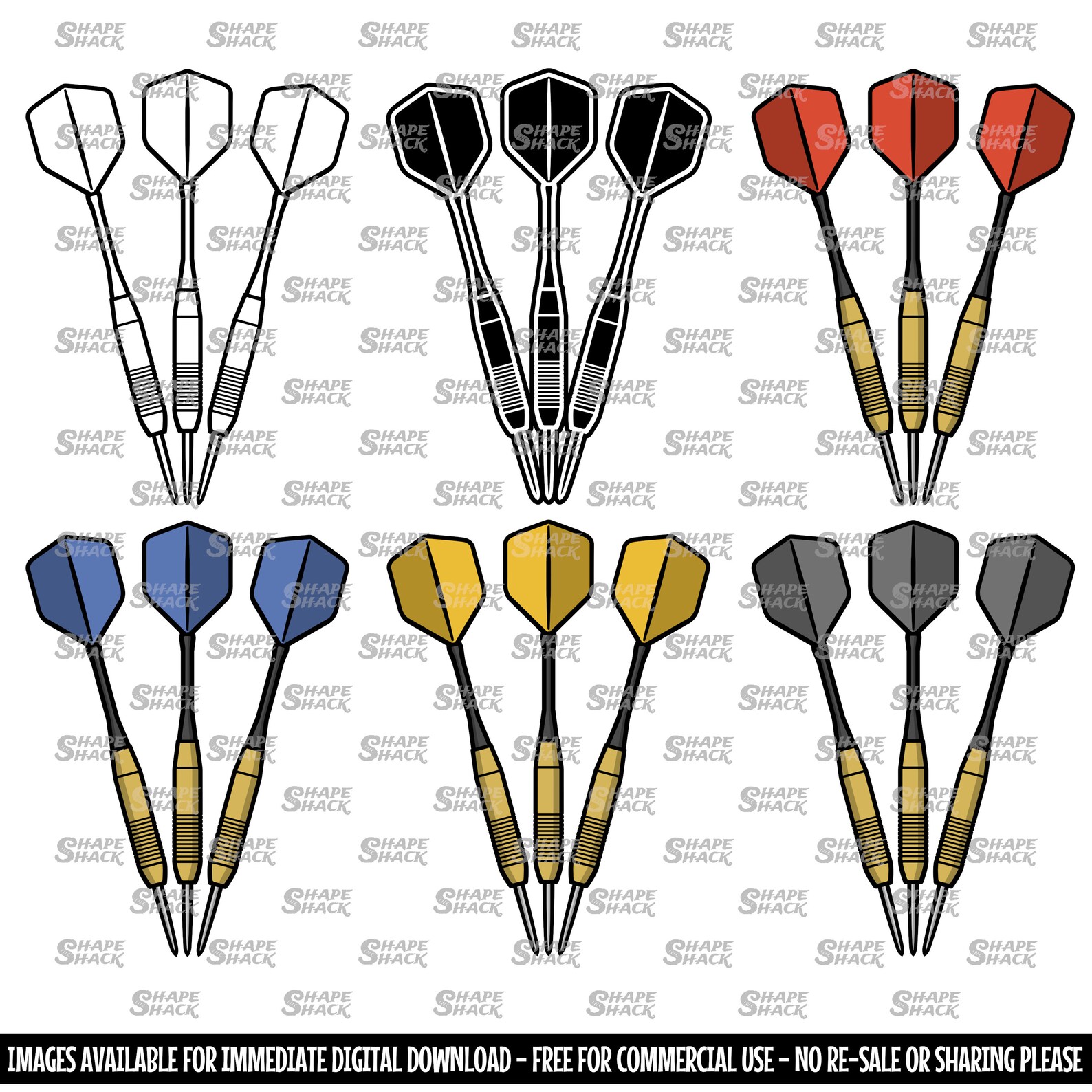 Darts | Throwing Dart Set Arrows | Clipart Symbol Silhouette Outline ...