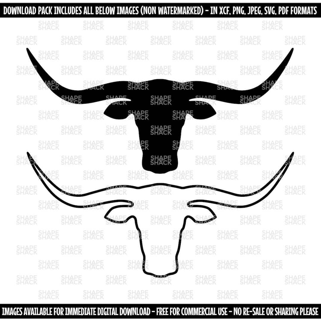 Longhorn Cow Head Bull Cattle Horns | Clipart Symbol Silhouette Outline ...