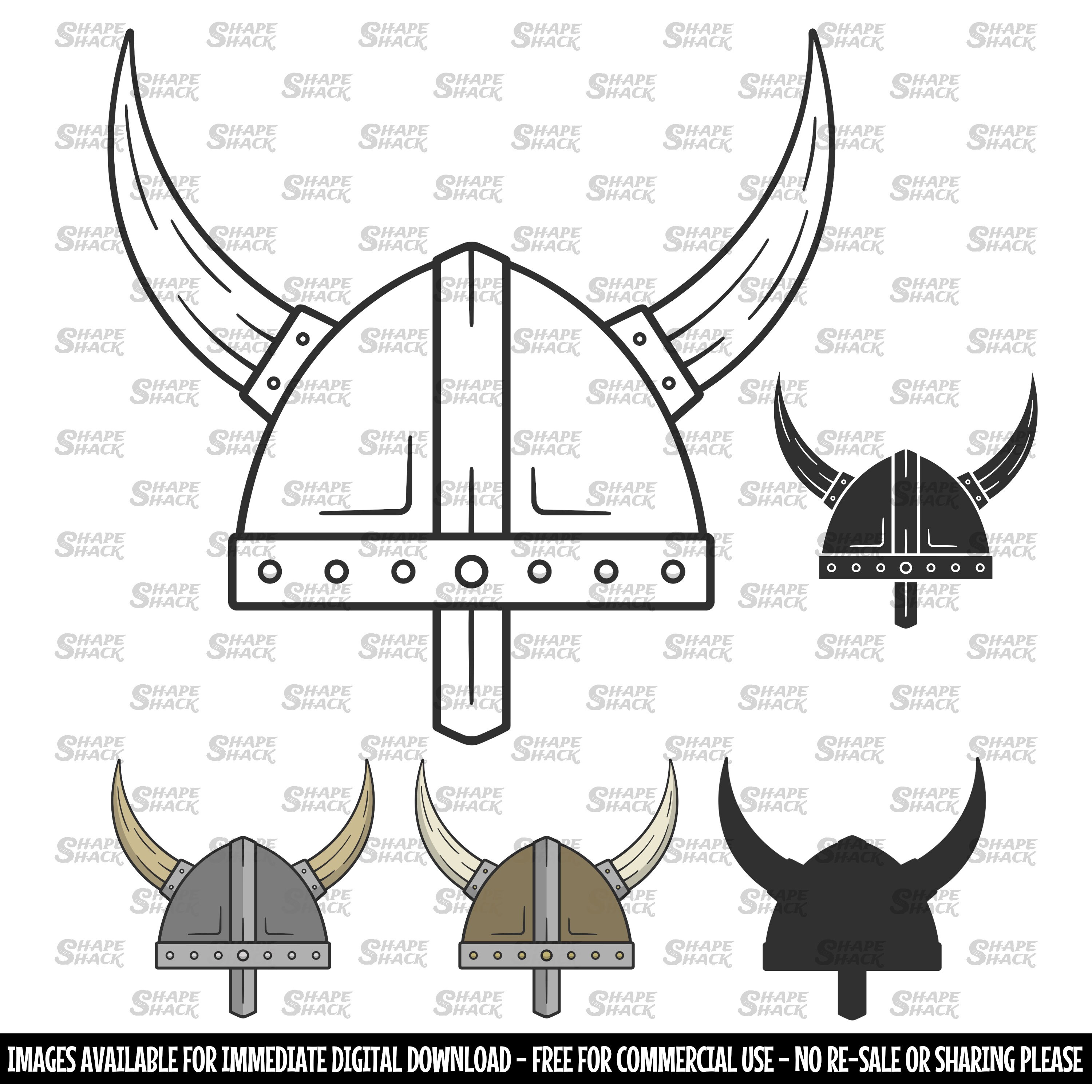 Viking Helmet | Horned Helmet | Clipart Symbol Silhouette Outline Line ...
