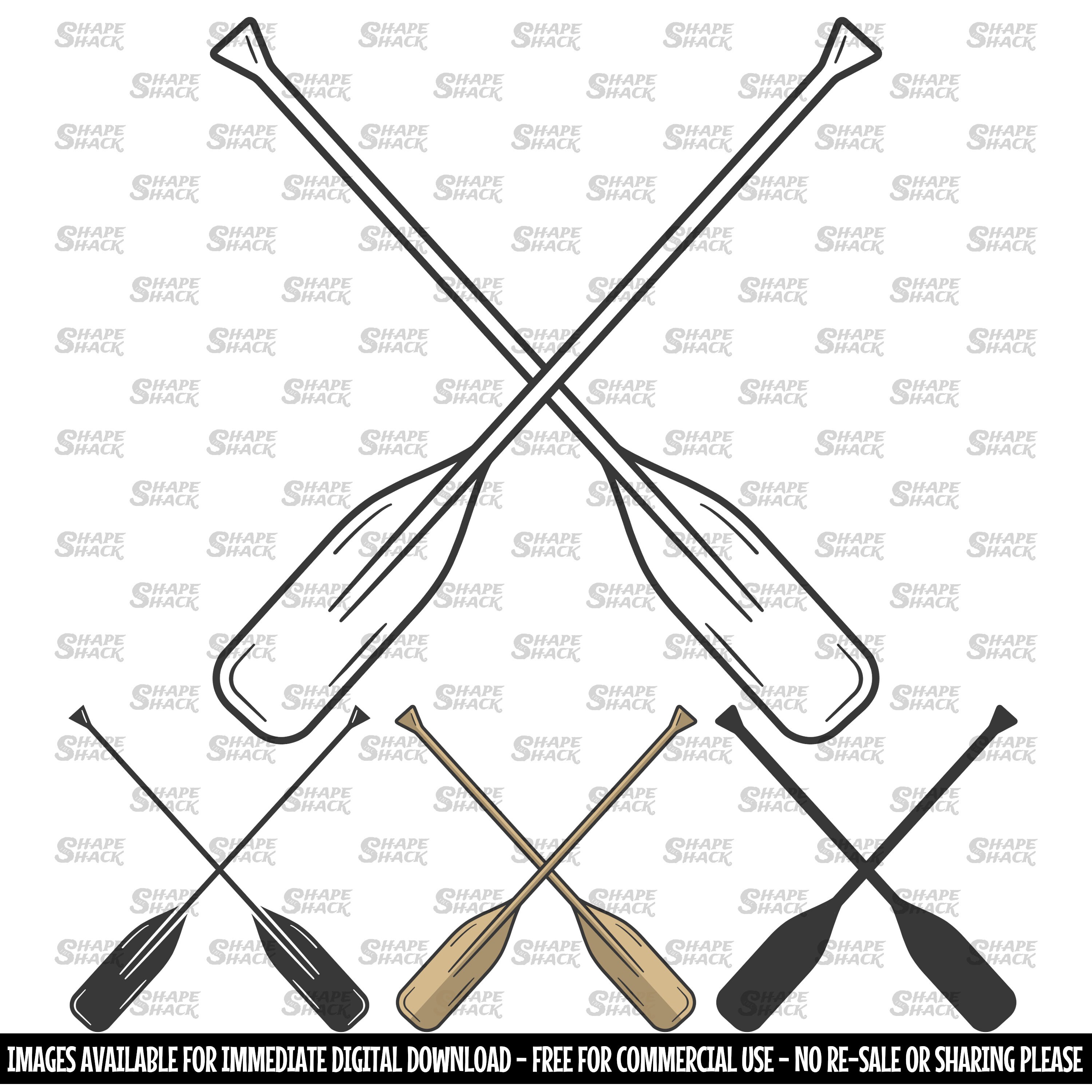 Crossed Oars | Rowing Paddles | Clipart Symbol Silhouette Outline Line ...